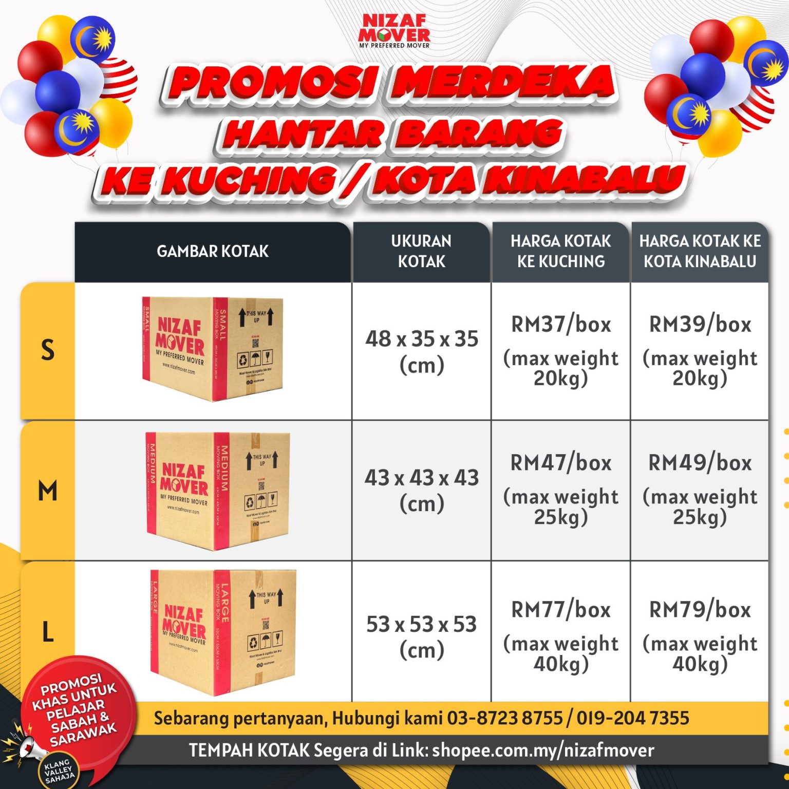 Hantar Barang ke Sabah Sarawak - Nizaf Mover