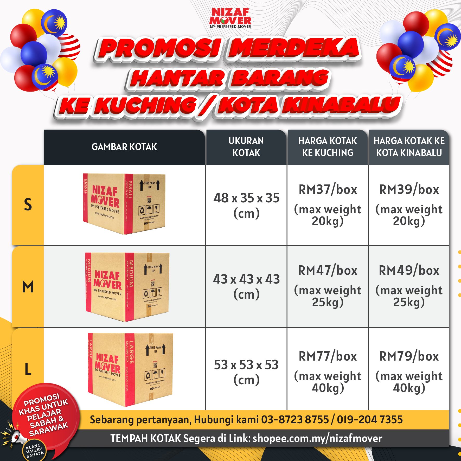 Hantar Barang ke Sabah Sarawak - Nizaf Mover